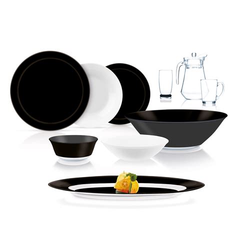 Serwis obiadowy dla 6 osób Simply Black White 46 elementowy LUMINARC