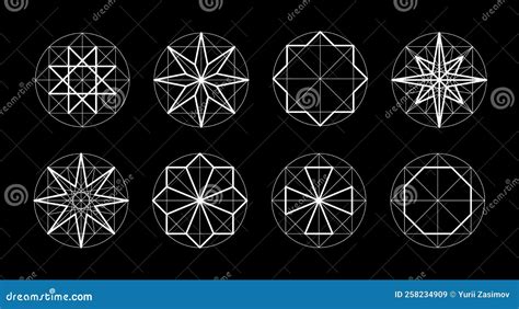 Set Of Sacred Geometry Vector Illustration Isolated On White Sacred Geometry Black Lines On A