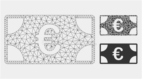 Euro Banknote Vector Mesh Network Model And Triangle Mosaic Icon Stock