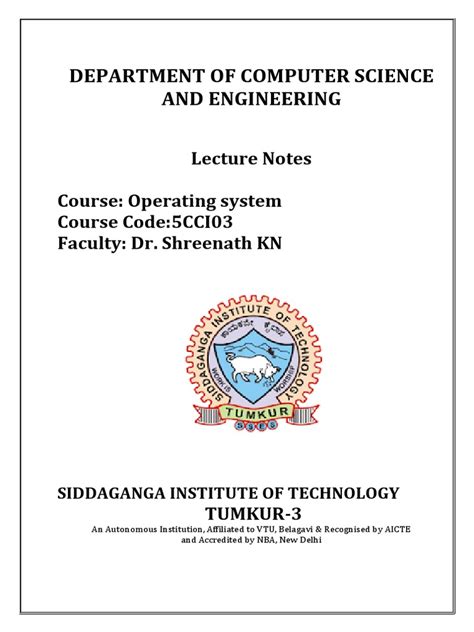 An Introduction To Operating Systems Lecture Notes On Structure And