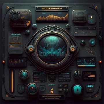 Futuristic Aircraft Cockpit With Hud Elements Vector Illustration
