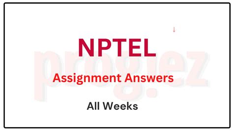 Github Progieznptel Assignment Answers Nptel Assignment Answers And