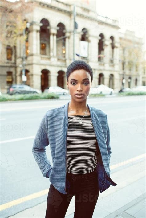 Image Of Woman Standing On The Street In The City Austockphoto