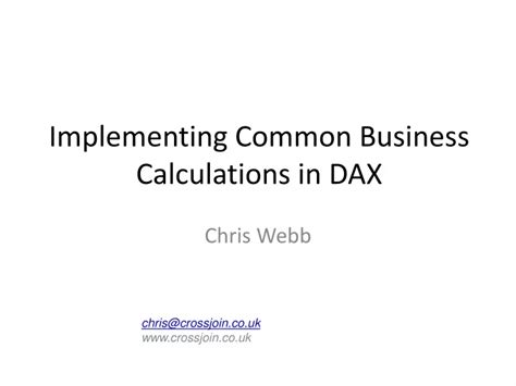 Ppt Implementing Common Business Calculations In Dax Powerpoint