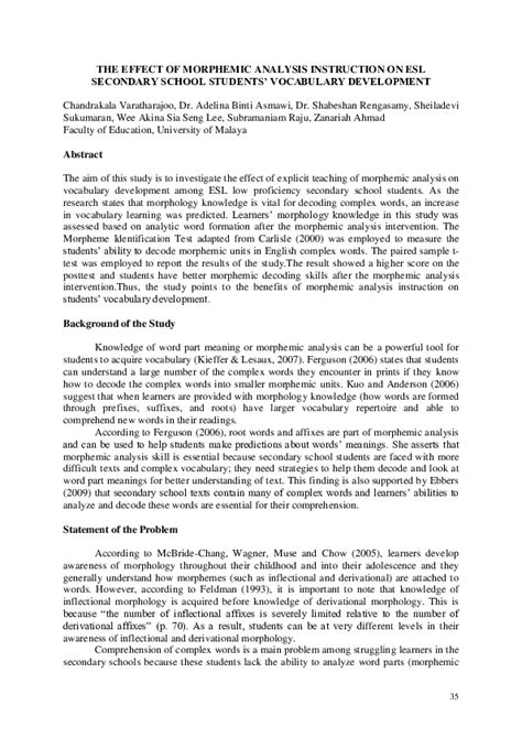 Pdf The Effect Of Morphemic Analysis Instruction On Esl Secondary