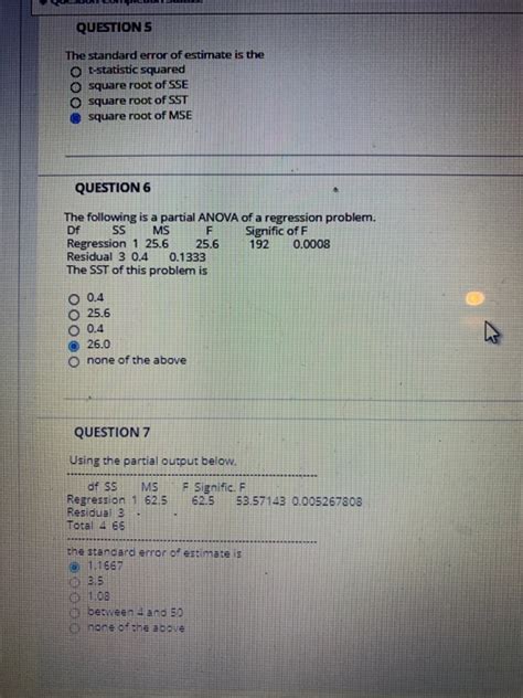Solved QUESTIONS The Standard Error Of Estimate Is The O Chegg Com