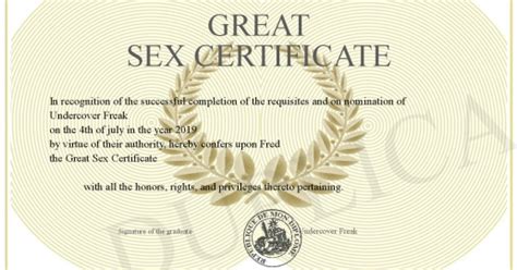 Great Sex Certificate