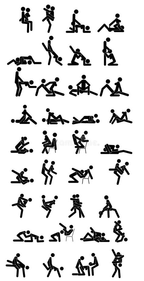 Cartoon Different Sex Poses Or Position Couple Set Concept Of Passion