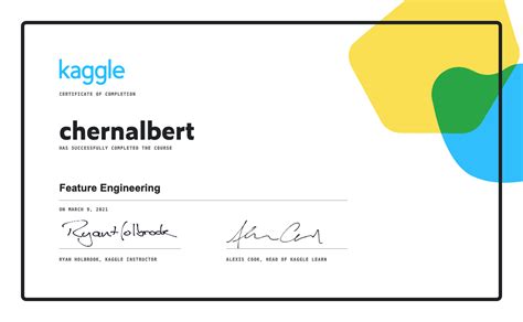 chernalbert completed the feature engineering course on kaggle