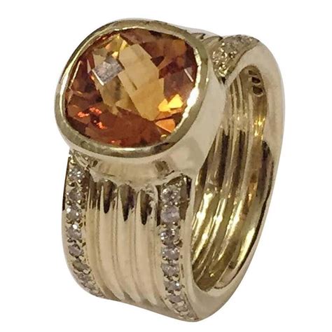 Petochi And Gorevic Citrine Blue Topaz Gold Wide Wrap Ring At 1stdibs