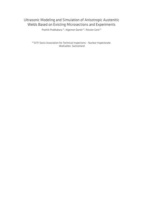 Pdf Ultrasonic Modeling And Simulation Of Anisotropic Austenitic Welds Based On Existing