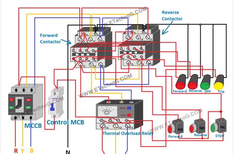 Motor Control Circuit Forward Reverse Wiring And Connection ETechnoG