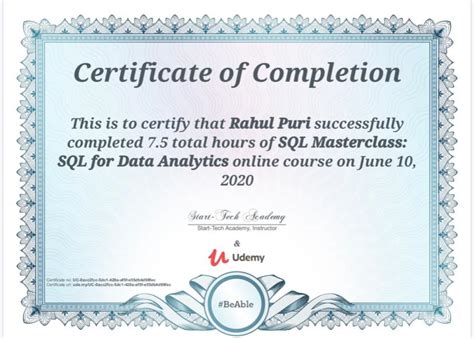 Rahul Puri On Linkedin Enhancing Skills Certification Of Sql For Data Analytics