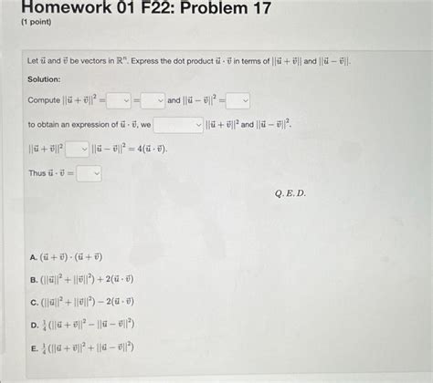solved homework 01 f22 problem 17 1 point let u and v be
