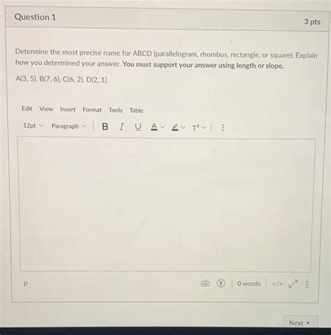 Solved Question Pts Determine The Most Precise Name For Chegg