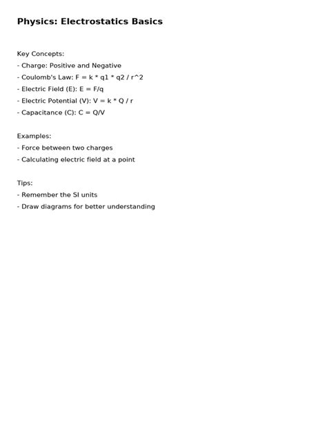 Physics Electrostatics Pdf