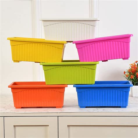 Clastik Rectangular Plastic Pots For Plants Window Flower Pots For