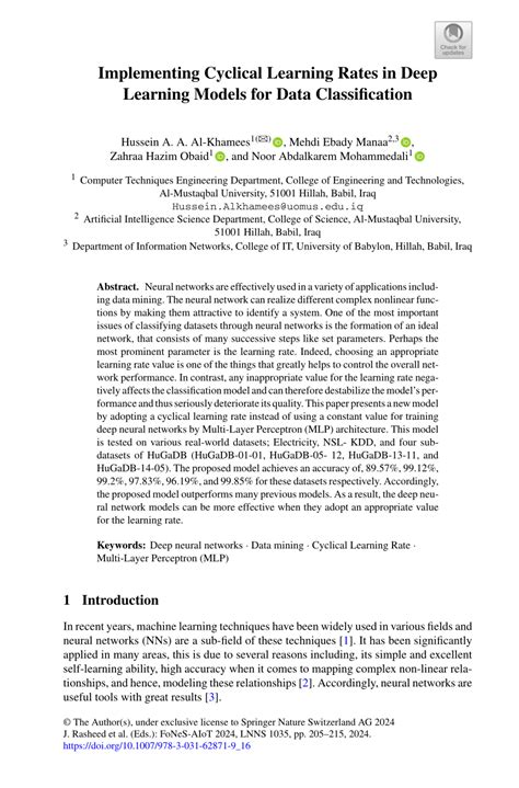 Pdf Implementing Cyclical Learning Rates In Deep Learning Models For