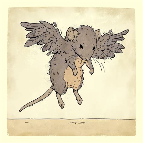 Winged Rat Art Print 8x8 Etsy Whimsical Art Art Drawings Cute