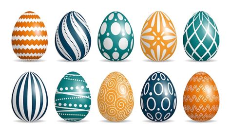 Premium Vector Set Of Green And Orange Easter Eggs