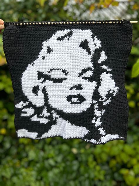 Marilyn Monroe Crochet Tapestry Pattern Digital Download Pdf Black