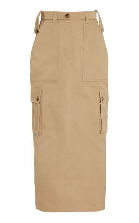 Miu Miu Chino Midi Skirt In Neutral Modesens