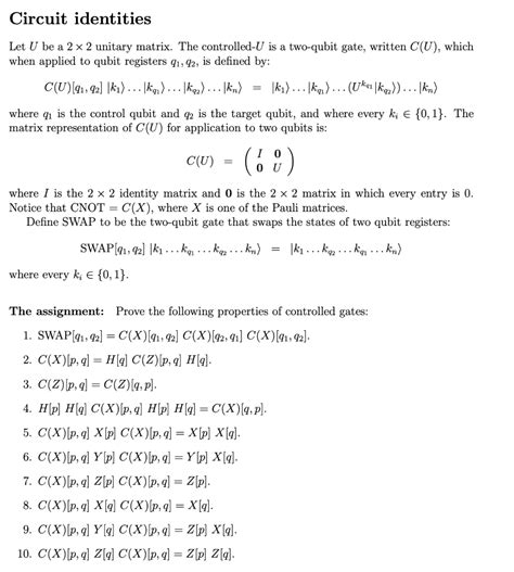 circuit identities let u be a 2×2 unitary matrix the