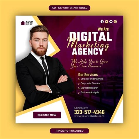 디지털 마케팅 현대적인 스타일 소셜 미디어 배너 템플릿 프리미엄 Psd 파일