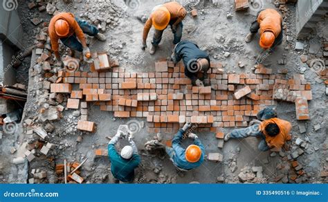 laying groundwork line icons collection foundation preparation
