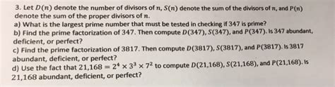 Solved 3 Let Dn Denote The Number Of Divisors Of N Sn