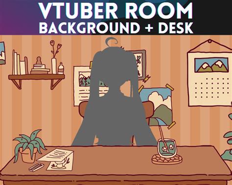 Simple Vtuber Background Desk Vintage Orange Streaming Room