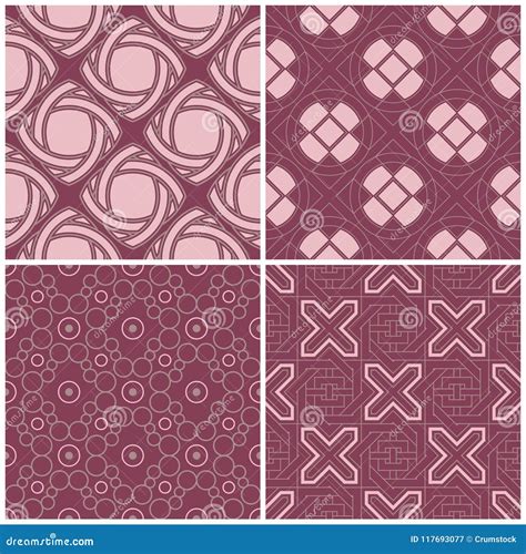 Set Of Violet Seamless Backgrounds With Geometric Patterns Stock Vector Illustration Of Ornate