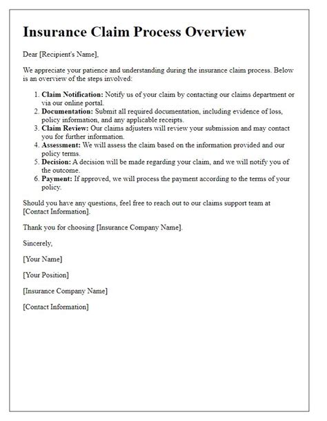 Letter Template For Insurance Claim Submission Instruction Free