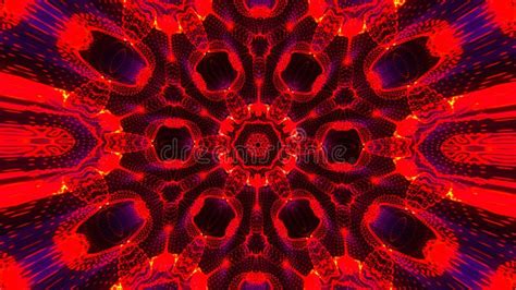 Seamless Pattern With Symmetrical Design In Red Tones Abstract Kaleidoscopic Geometric Pattern