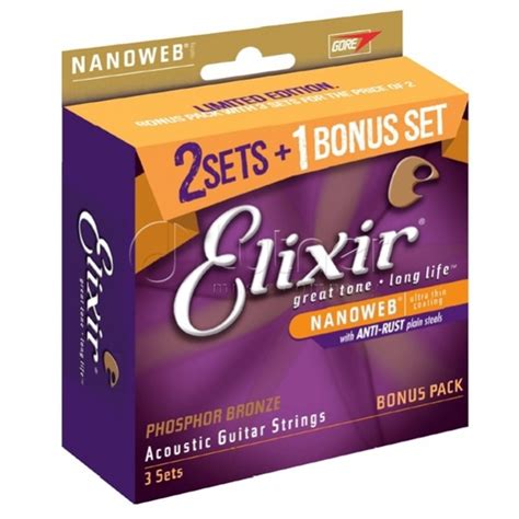 Струны для акустической гитары Elixir 16544 3 комплекта Rio Music