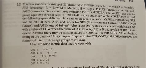 solved 3 2 you have raw data consisting of id character
