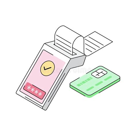 A Premium Isometric Outline Icon Showing Pos System Stock Vector