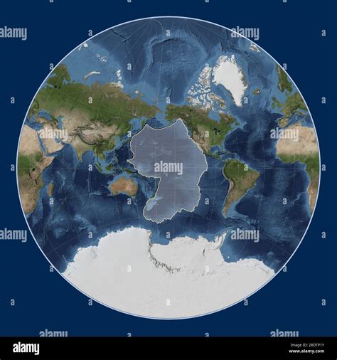 Pacific Tectonic Plate On The Blue Marble Satellite Map In The Lagrange Oblique Projection