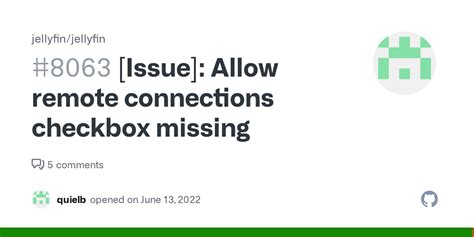 Issue Allow Remote Connections Checkbox Missing · Issue 8063