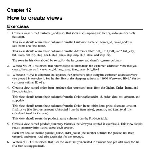 Solved Chapter How To Create Views Exercises Create A Chegg