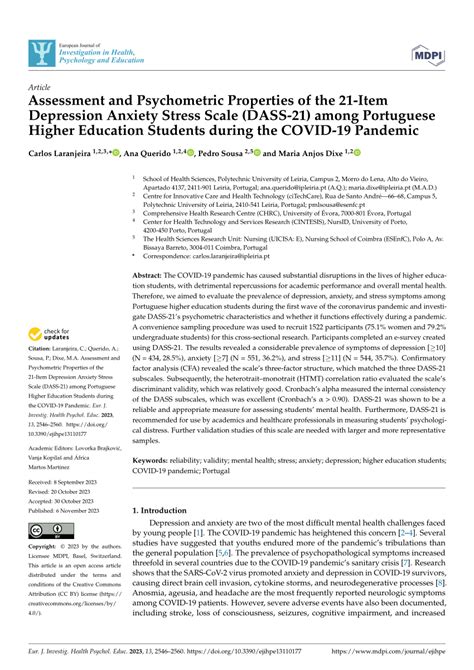 Pdf Assessment And Psychometric Properties Of The 21 Item Depression