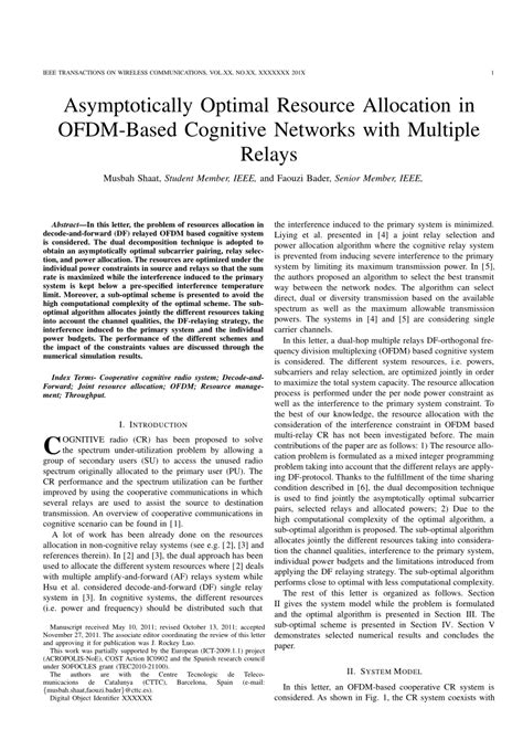 Pdf Asymptotically Optimal Resource Allocation In Ofdm Based Cognitive Networks With Multiple