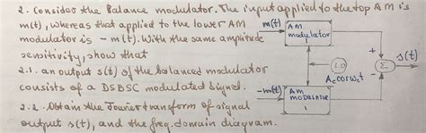 Solved Consider The Balance Modulator The Input Applied To