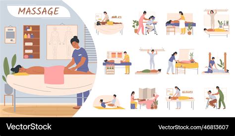 Massage Types Flat Set Royalty Free Vector Image