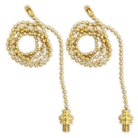 Royal Designs Polished Brass Fan Pull Chain With Finial Adapter 2pk Fp