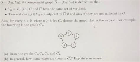 solved g vg eg its complement graph gˉ vgˉ egˉ is