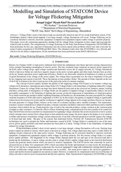 pdf modelling and simulation of statcom device for voltage flickering