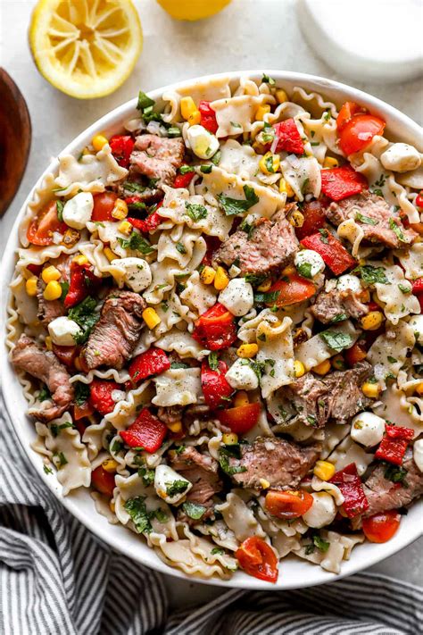 Chimichurri Steak Pasta Salad With Roasted Corn Lexis Clean Kitchen