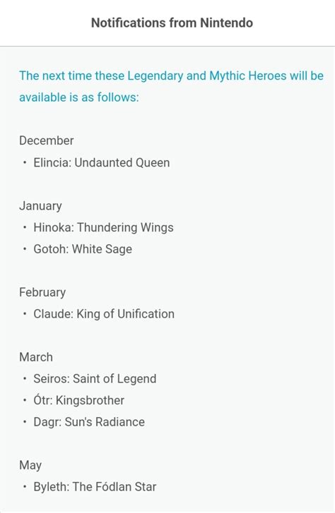 Legendarymythic Returning Dates Rfireemblemheroes