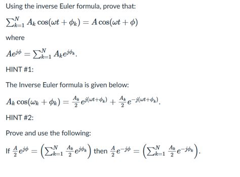 Solved Using The Inverse Euler Formula Prove That N Lk1